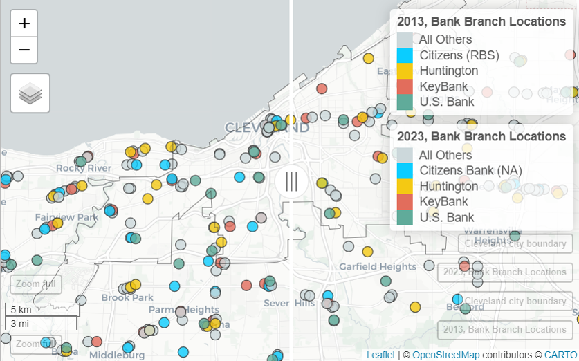 See how more bank branches closed in Cleveland vs. the suburbs